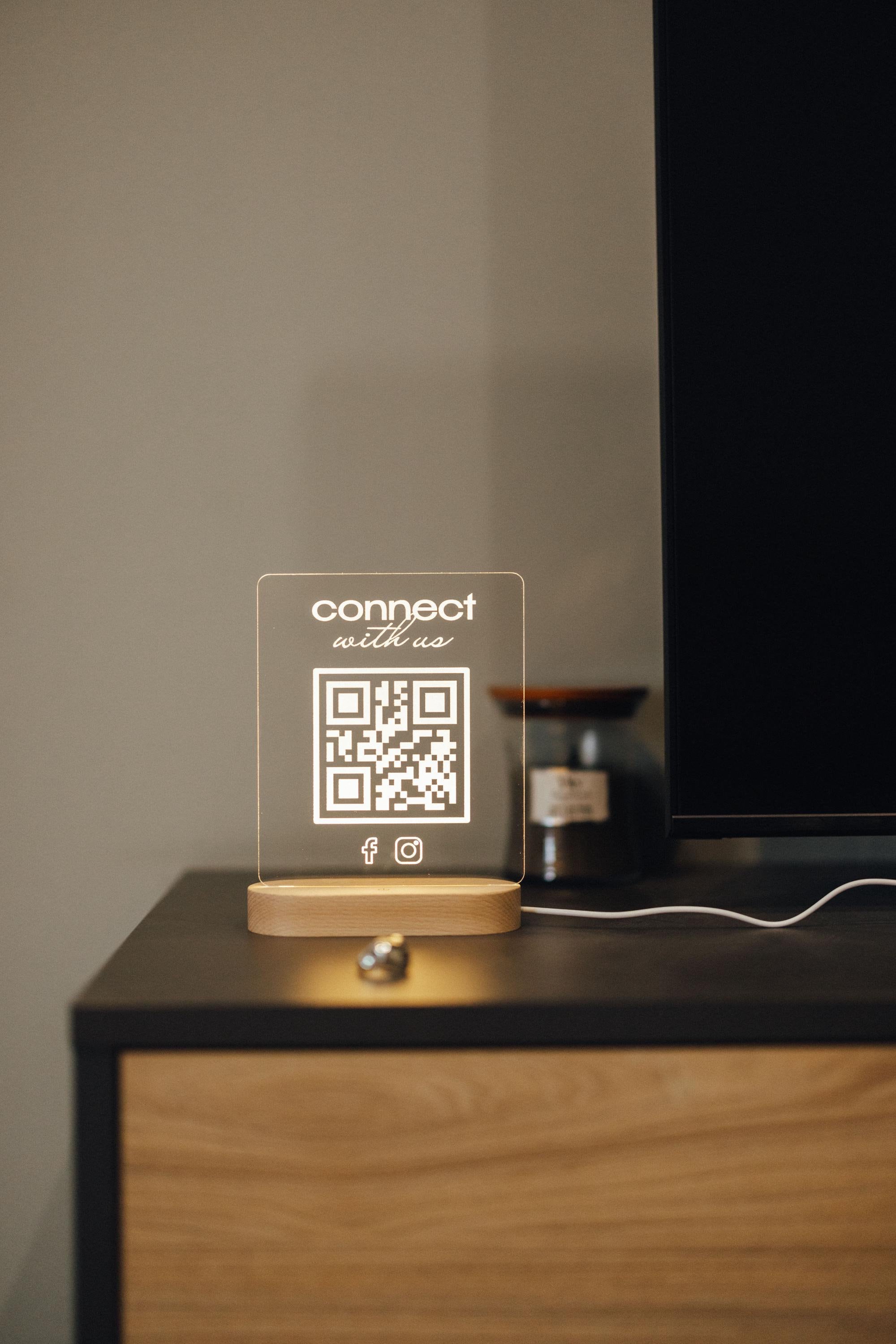 QR Code Social Media Sign, Scan to Pay Sign Business Acrylic, Lets Get ...