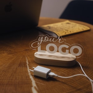 Custom Logo Light Lamp, Corporate Gifts, Wood Business Logo Night Light ...