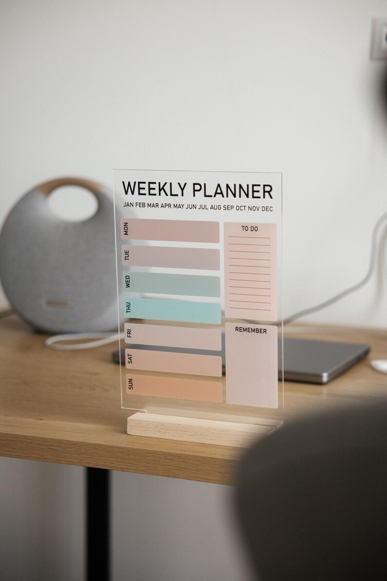 Acrylic Weekly Planner, Family Organizer, Notes & Appointments - Etsy