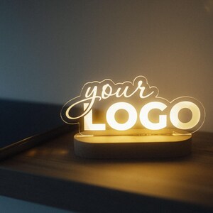 Custom Logo Light Lamp, Corporate Gifts, Wood Business Logo Night Light ...