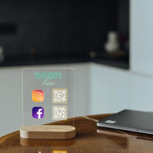 QR Code Business Social Media Sign, Instagram Facebook Night Light ...