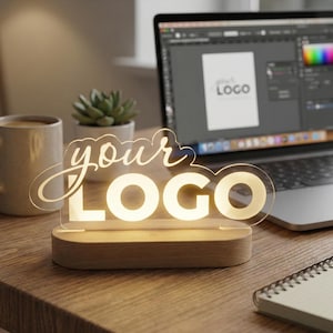 Custom Logo Light Lamp, Corporate Gifts, Wood Business Logo Night Light ...