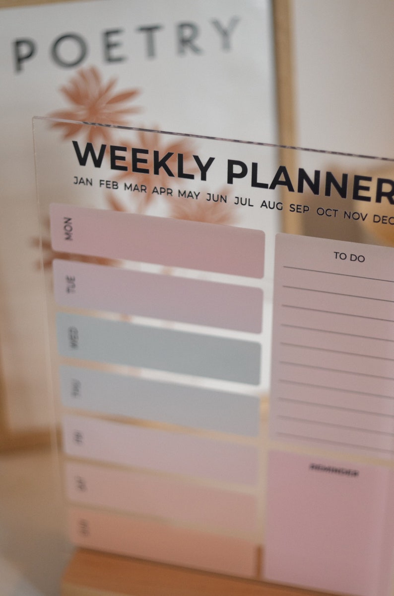 Acrylic Glass, Weekly Planner, Weekly Plan, Personal Weekly Planner ...