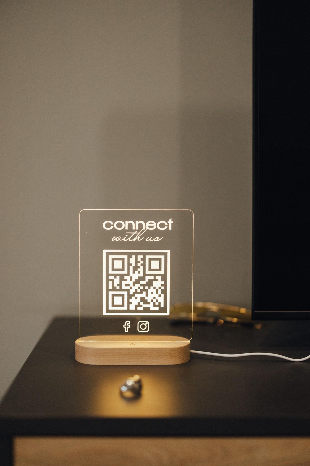 Night Light QR Code Business Instagram Facebook, Social Media Sign, RGB ...