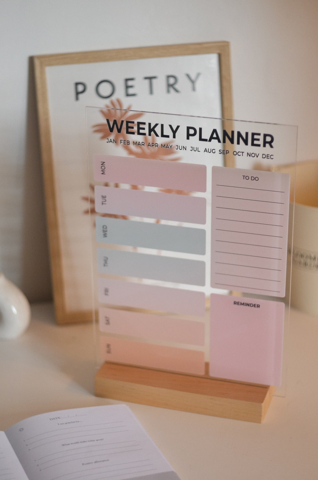 Acrylic Weekly Planner With Stand, Family Planner, Notes, Personalized ...
