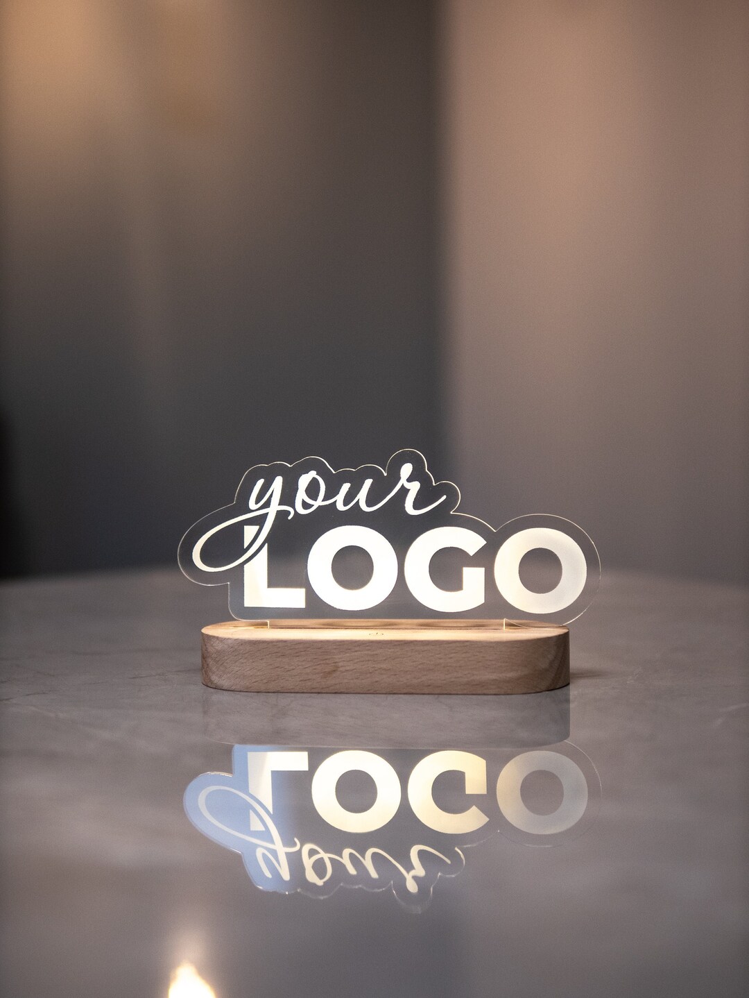 Custom Logo Light Lamp, Corporate Gifts, Wood Business Logo Night Light ...