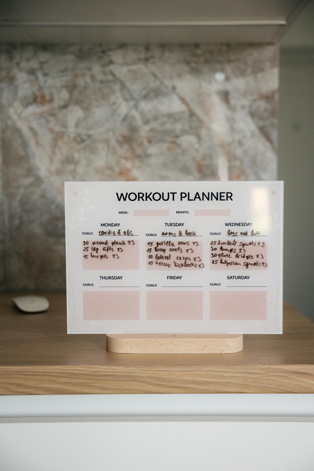 Daily and Weekly Planner Wipeable, Acrylic Weekly Planner, Dry Erase ...