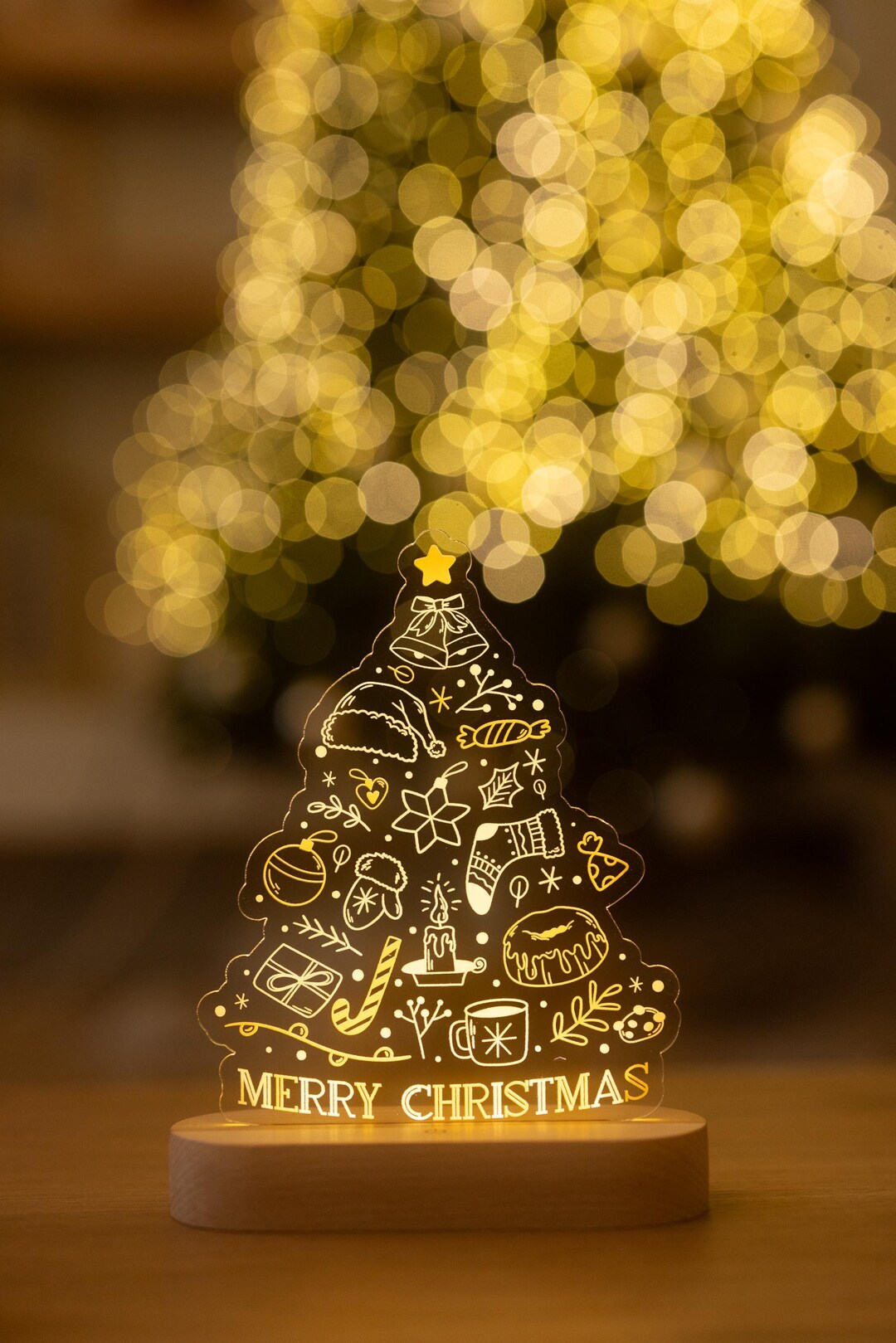 Christmas Tree Night Lamp, Custom Merry Christmas Night Light ...