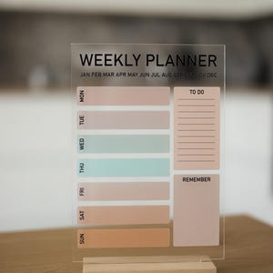 Personalized Acrylic Weekly Planner, Dry Erase Weekly Calendar ...