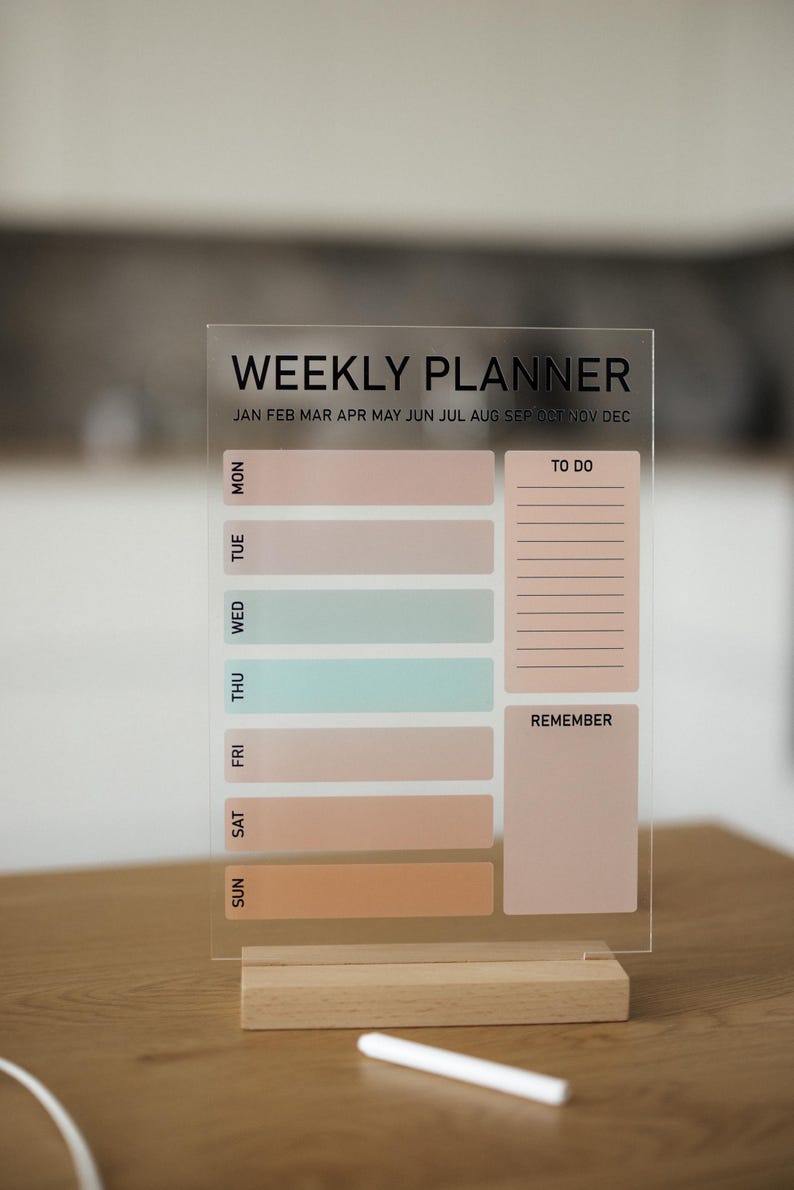 Acrylic Weekly Planner, Family Organizer, Notes & Appointments - Etsy