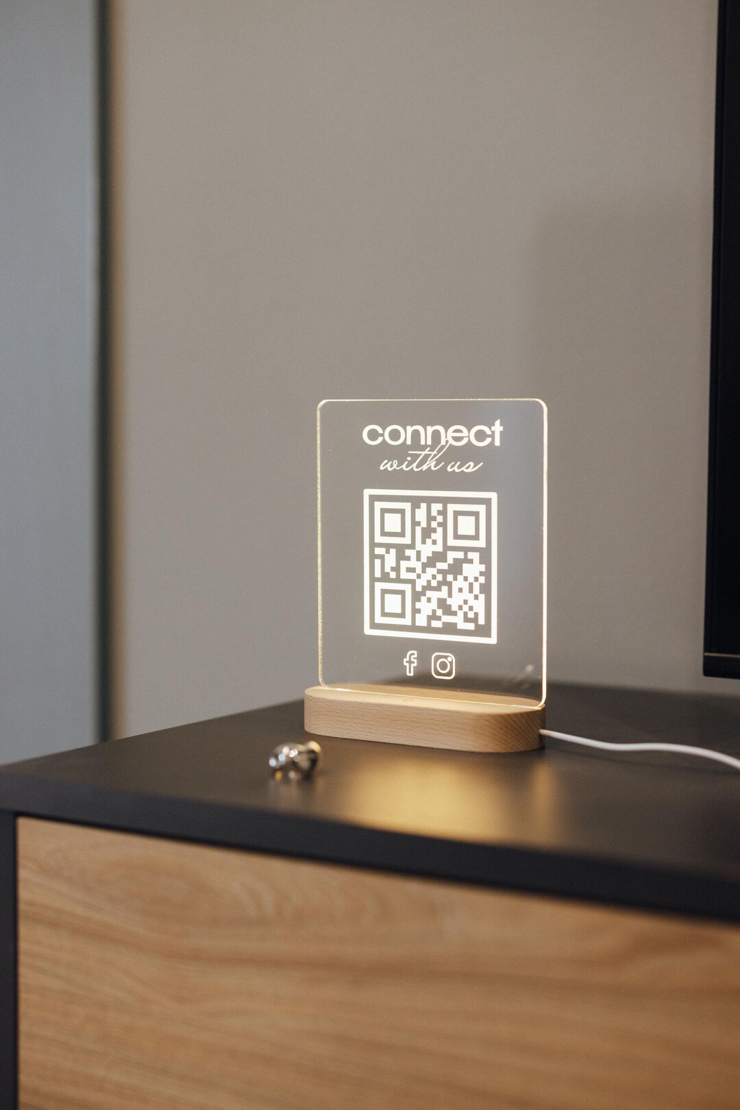 QR Code Social Media Sign, Scan to Pay Sign Business Acrylic, Lets Get ...