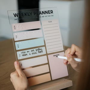 Personalized Acrylic Weekly Planner, Dry Erase Weekly Calendar ...