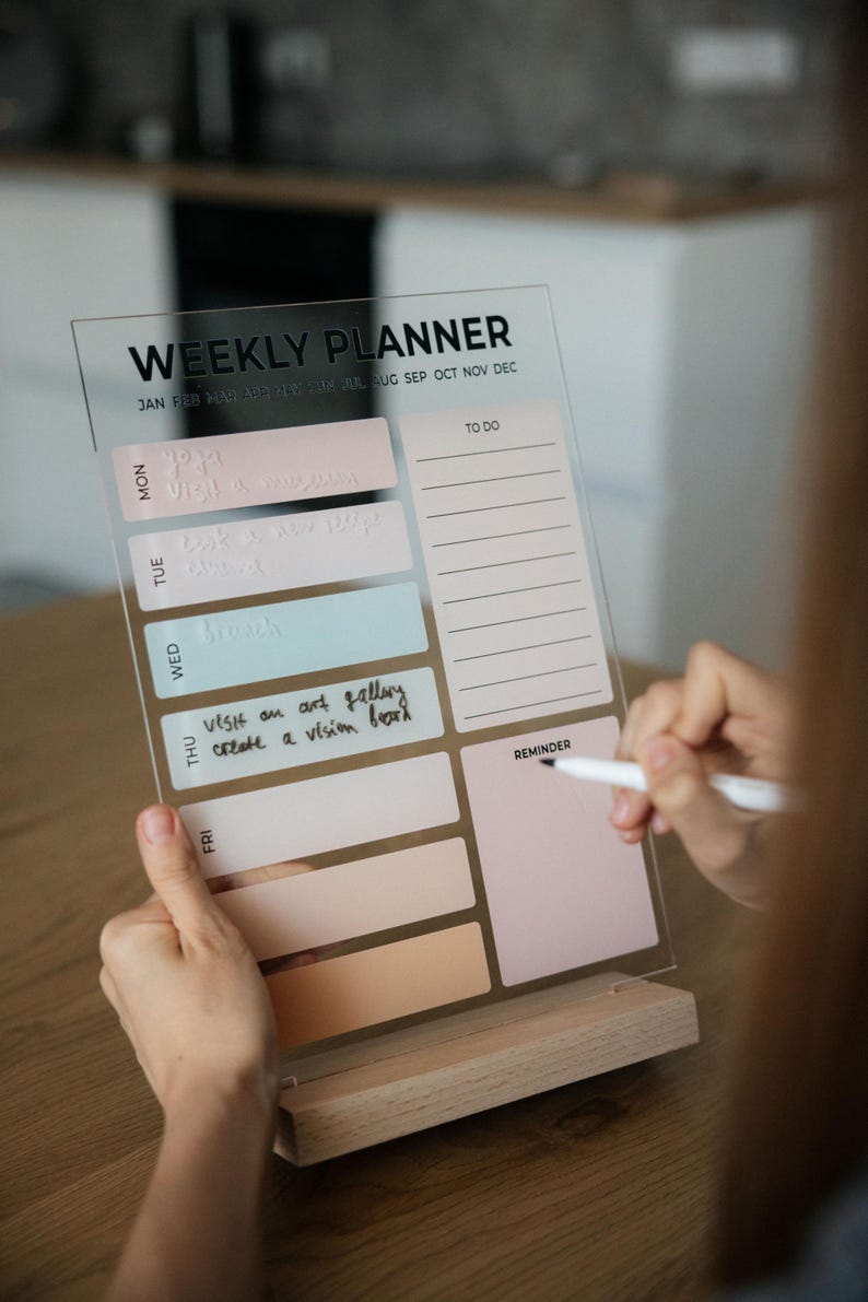 Acrylic Weekly Planner, Dry Erase Weekly Calendar, Personal Weekly ...