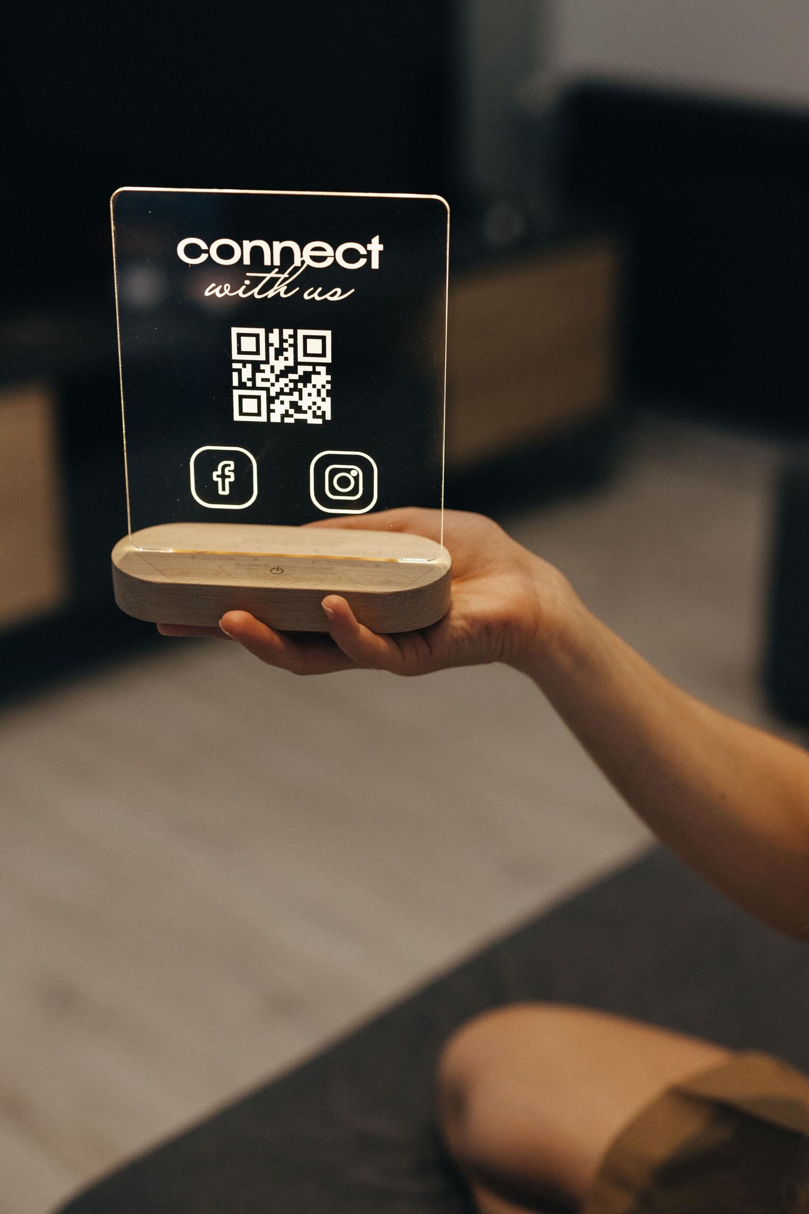 QR Social Media Sign for Business, QR Code Display, Custom Logo Acrylic ...