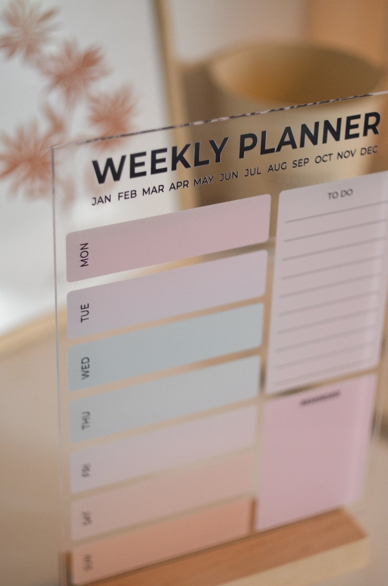 Acrylic Glass, Weekly Planner, Weekly Plan, Personal Weekly Planner ...