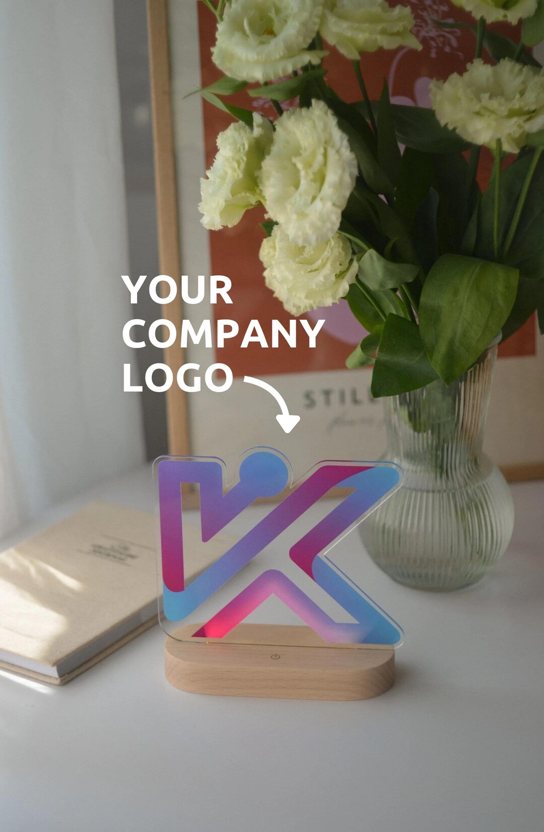 Custom Logo Light Lamp, Corporate Gifts, Wood Business Logo Night Light ...