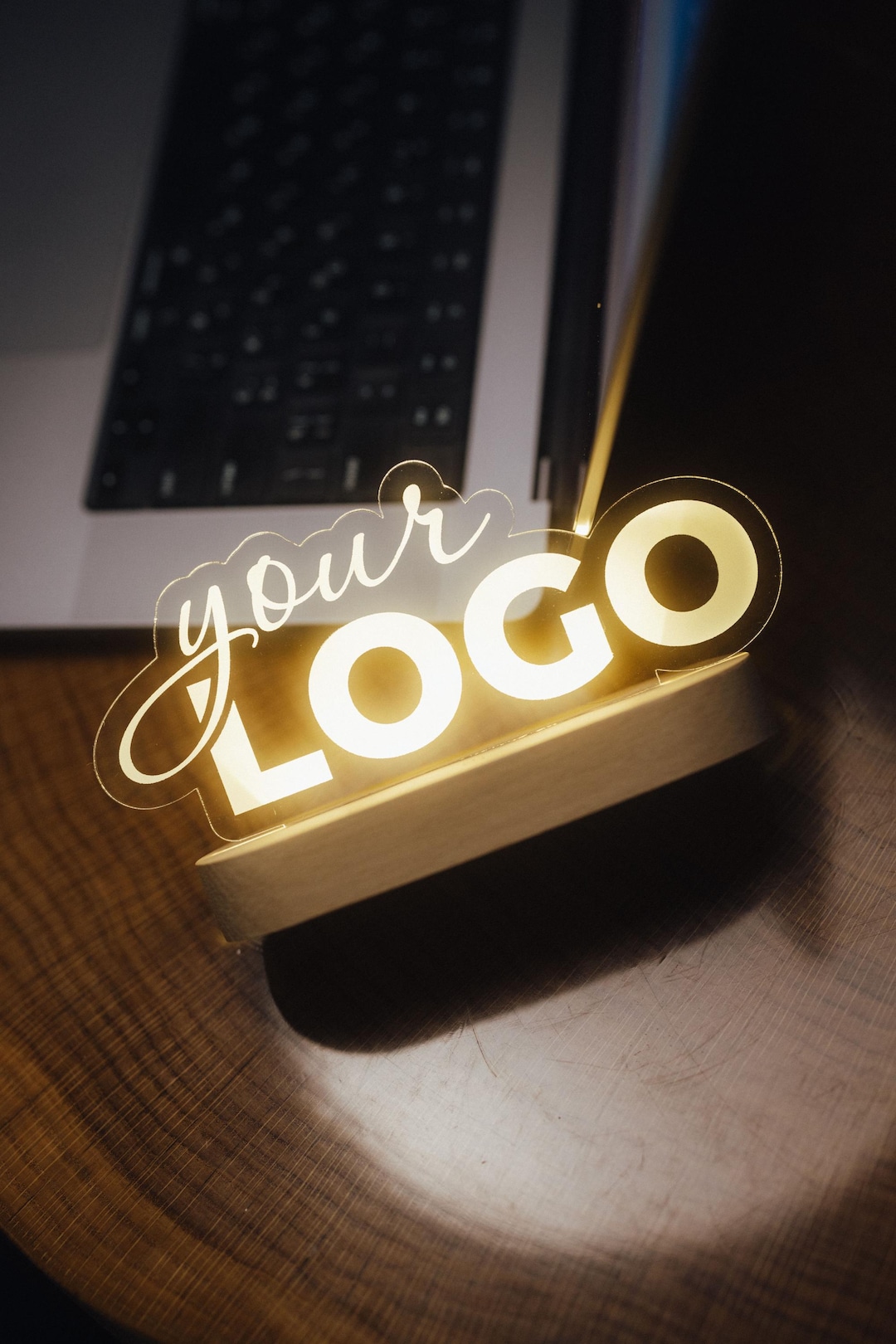 Custom Logo Light Lamp, Corporate Gifts, Wood Business Logo Night Light ...