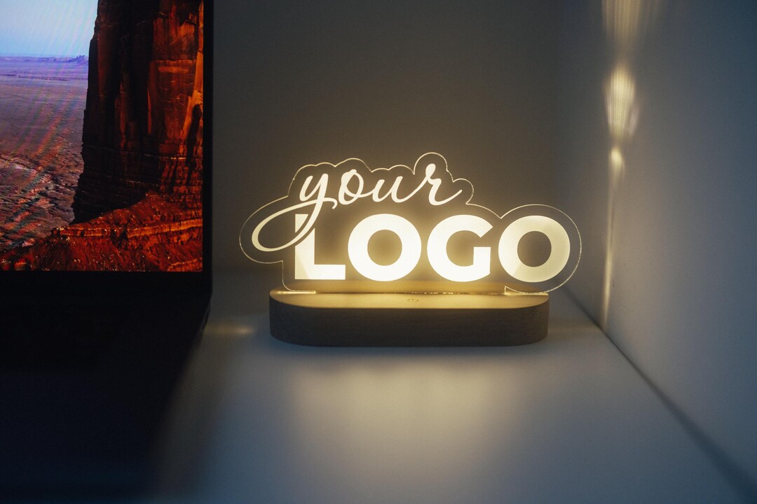 Custom Logo LED Desk Lamp – Personalized Name Sign Light for Business ...