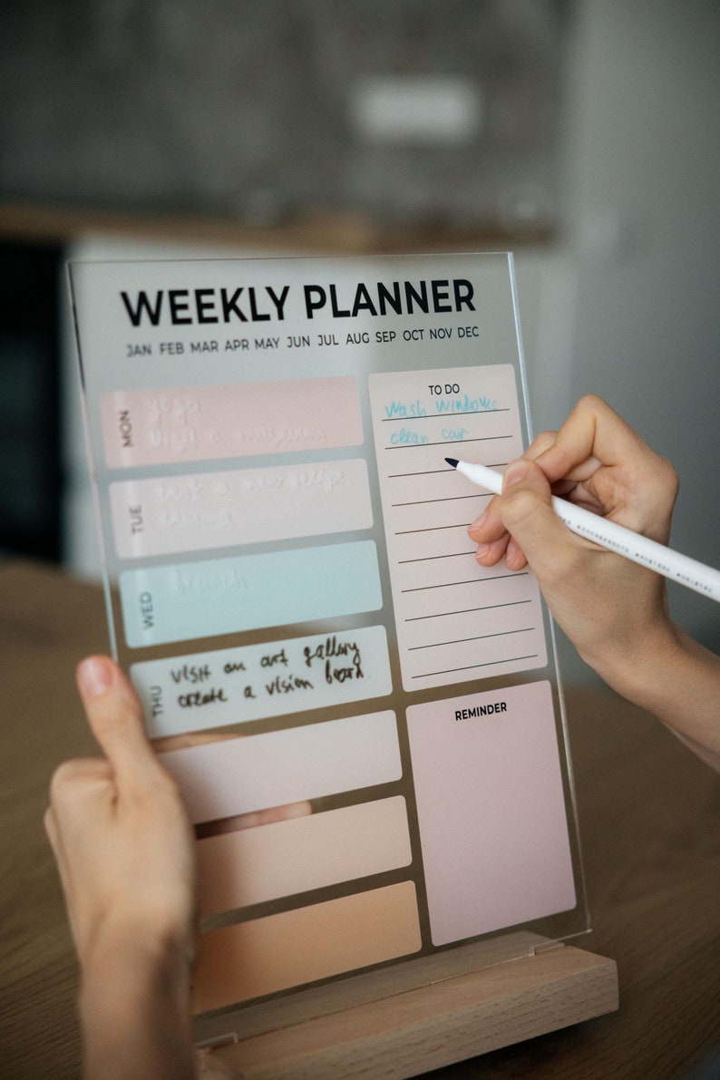 Acrylic Weekly Planner, Family Organizer, Notes & Appointments - Etsy