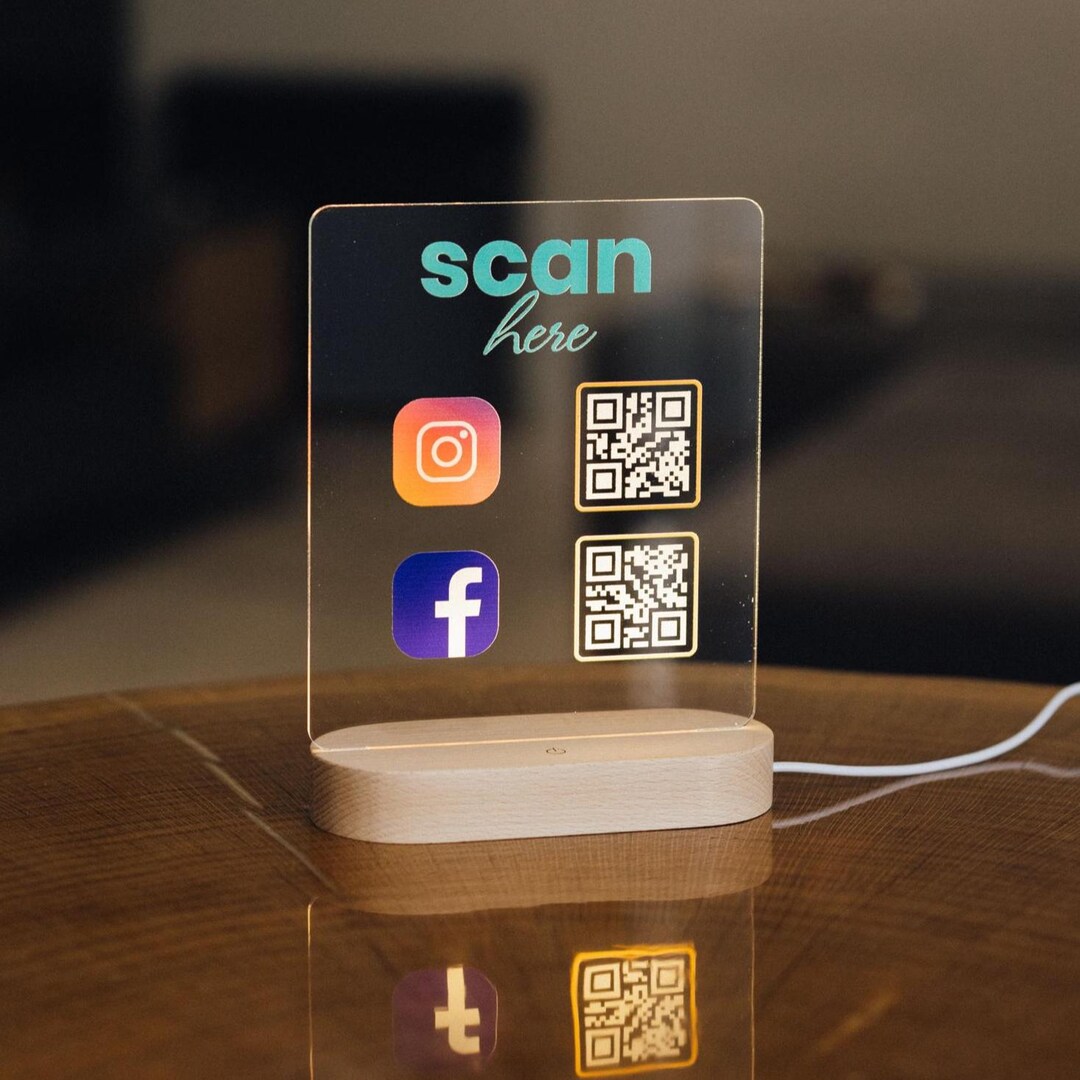 Custom Social Media Dual QR Code, Social Media Sign, QR Code Sign, LED ...
