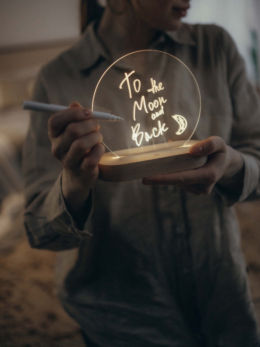 Erase Board With Night Light, Acrylic Dry Stand Clear, Glow White Board ...