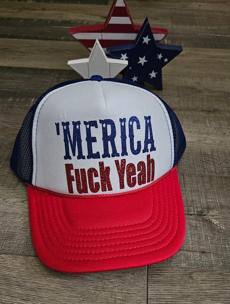 Merica F Yeah! Hat, USA Hat, American Hat, Patriotic Hat, 4th of July ...