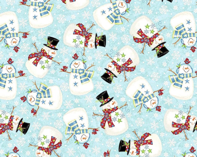 Tumbling Snowmen Cotton Fabric by Studio E Allover Snowflake Print - Etsy