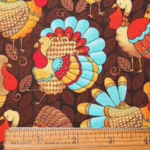 Autumn Turkey Cotton Fabric Fall Harvest Thanksgiving Allover Print - Etsy