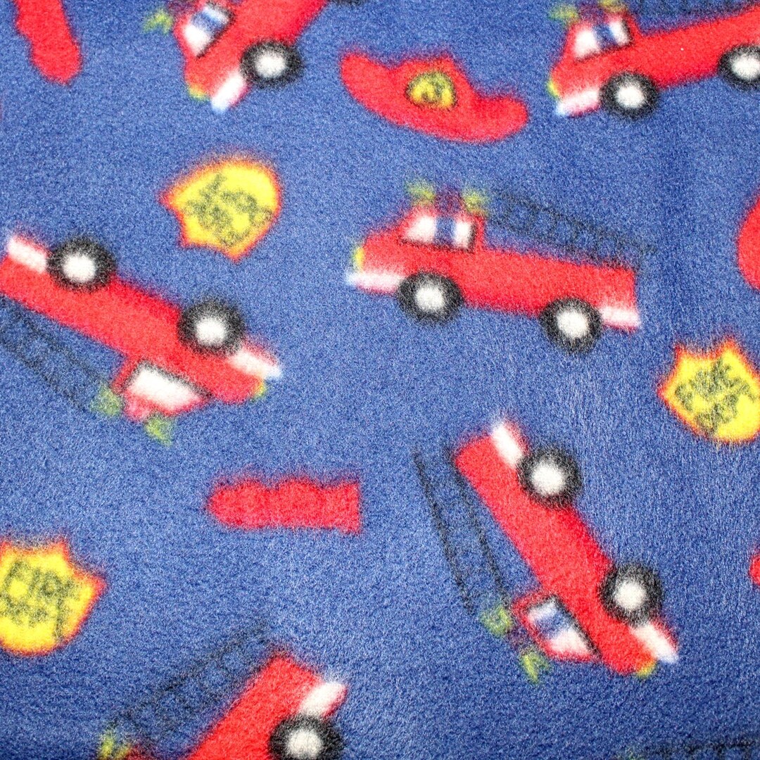 Firefighter-themed Cozy Polyester Fleece Fabric: Fire Truck Print for ...