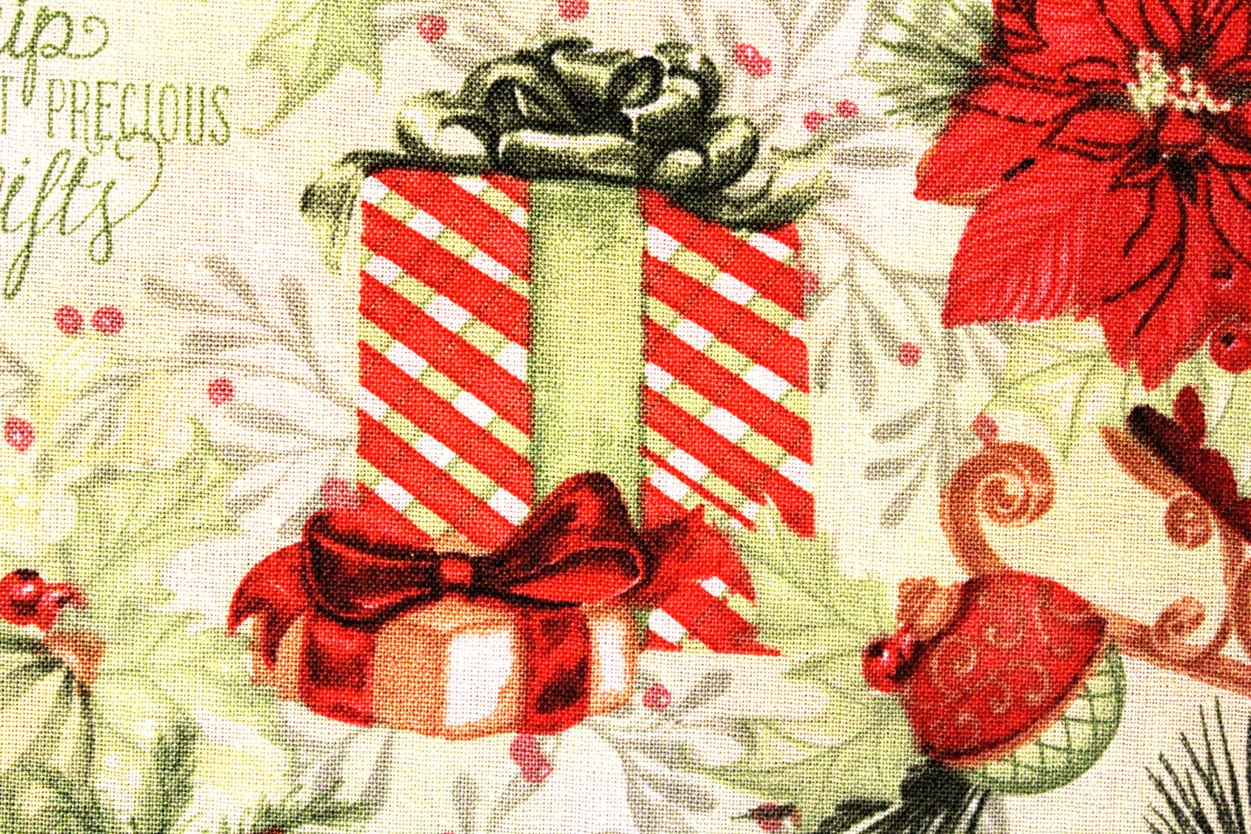 Christmas Cotton Fabric with Red Poinsettia Flowers by Springs | Etsy