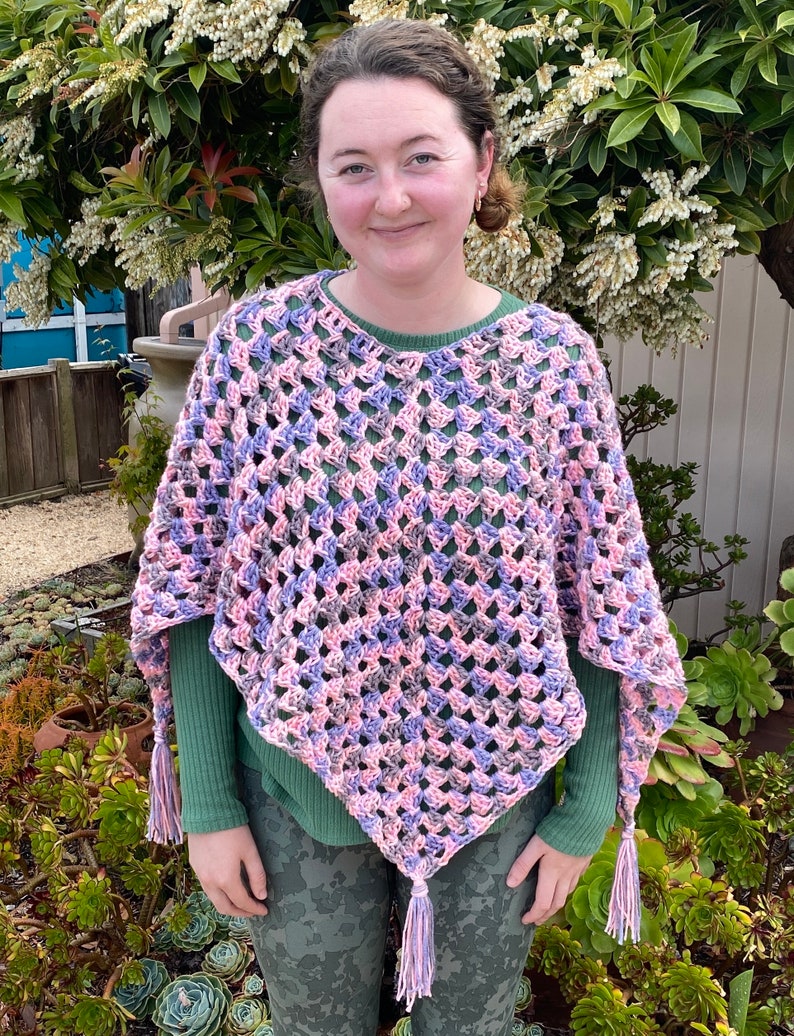 Womens Mens READY TO SHIP Handmade Poncho Pink Purple Gray Cover up ...