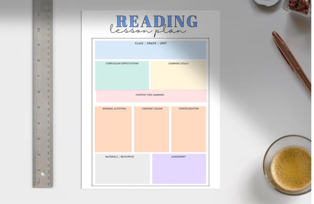 Teacher Reading Lesson Plan Template - Etsy