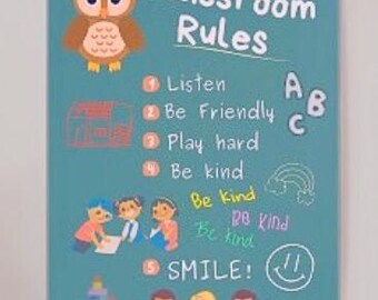 Classroom Rules for Elementary School Poster Custom Personalized Kinder ...