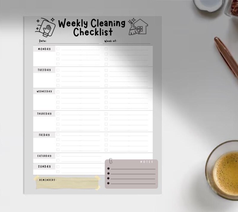My Weekly Cleaning Checklist (customizable) - Etsy