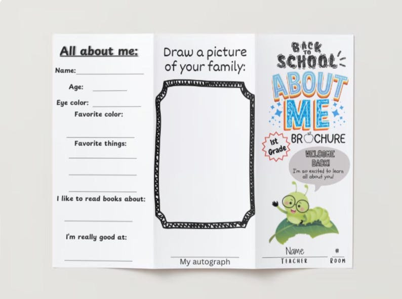 New Student About Me Brochure - Etsy