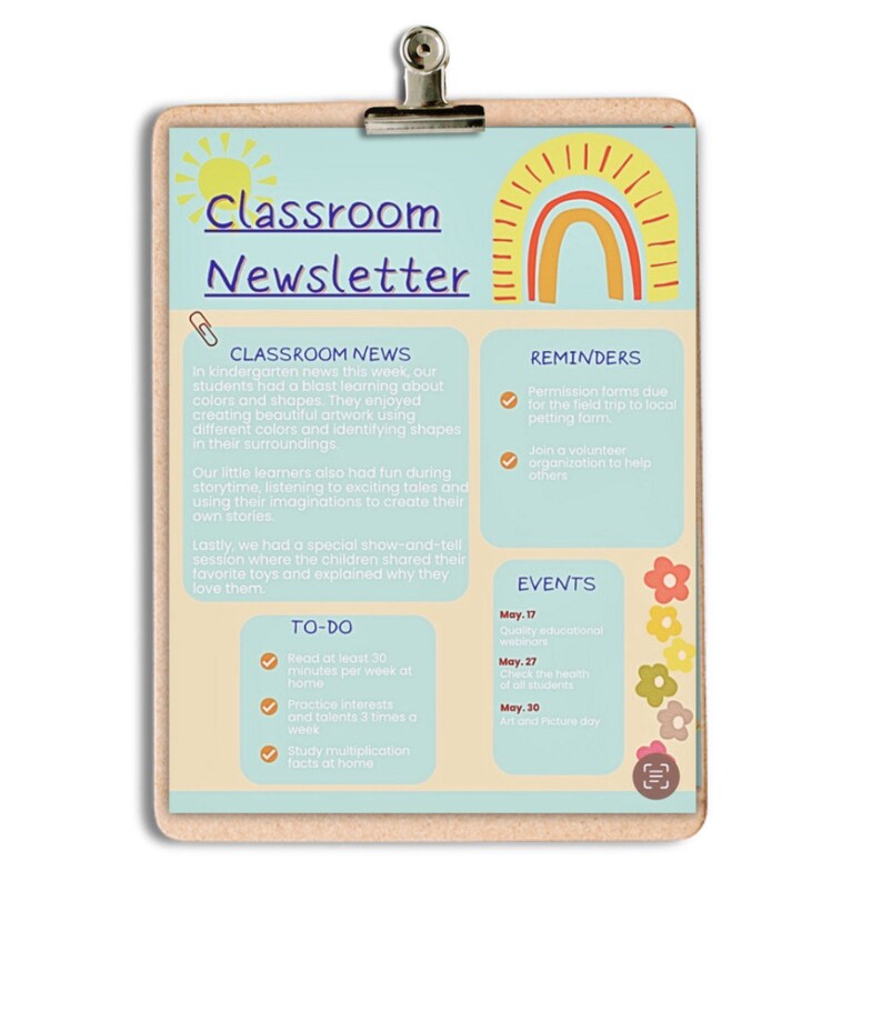 Classroom Newsletter Template (customizable) - Etsy