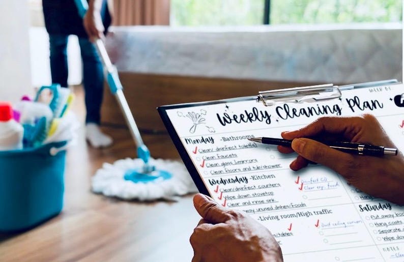 Customizable Weekly Cleaning Schedule (editable) - Etsy
