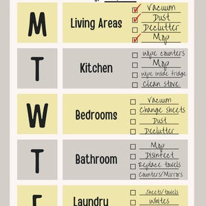 Weekly Basic Cleaning Schedule - Etsy