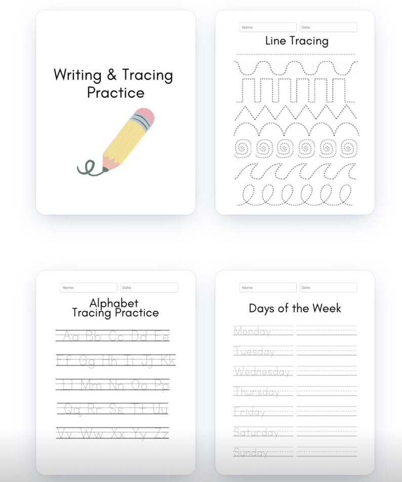 Writing Practice Sheet Booklet - Etsy