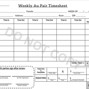 Childcare Timesheet - Etsy
