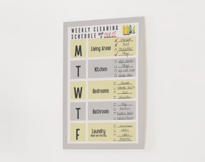 Weekly Basic Cleaning Schedule - Etsy