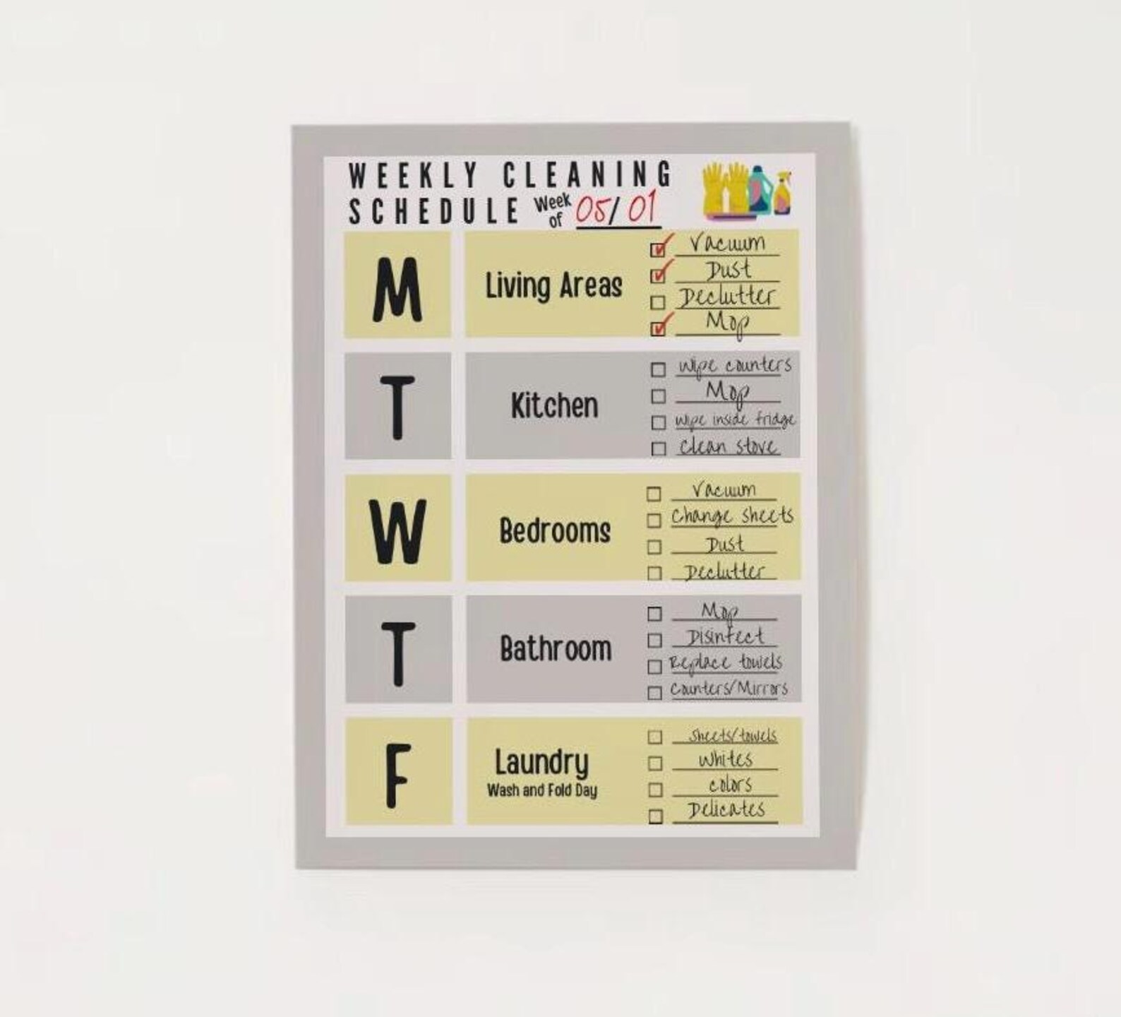 Weekly Basic Cleaning Schedule - Etsy