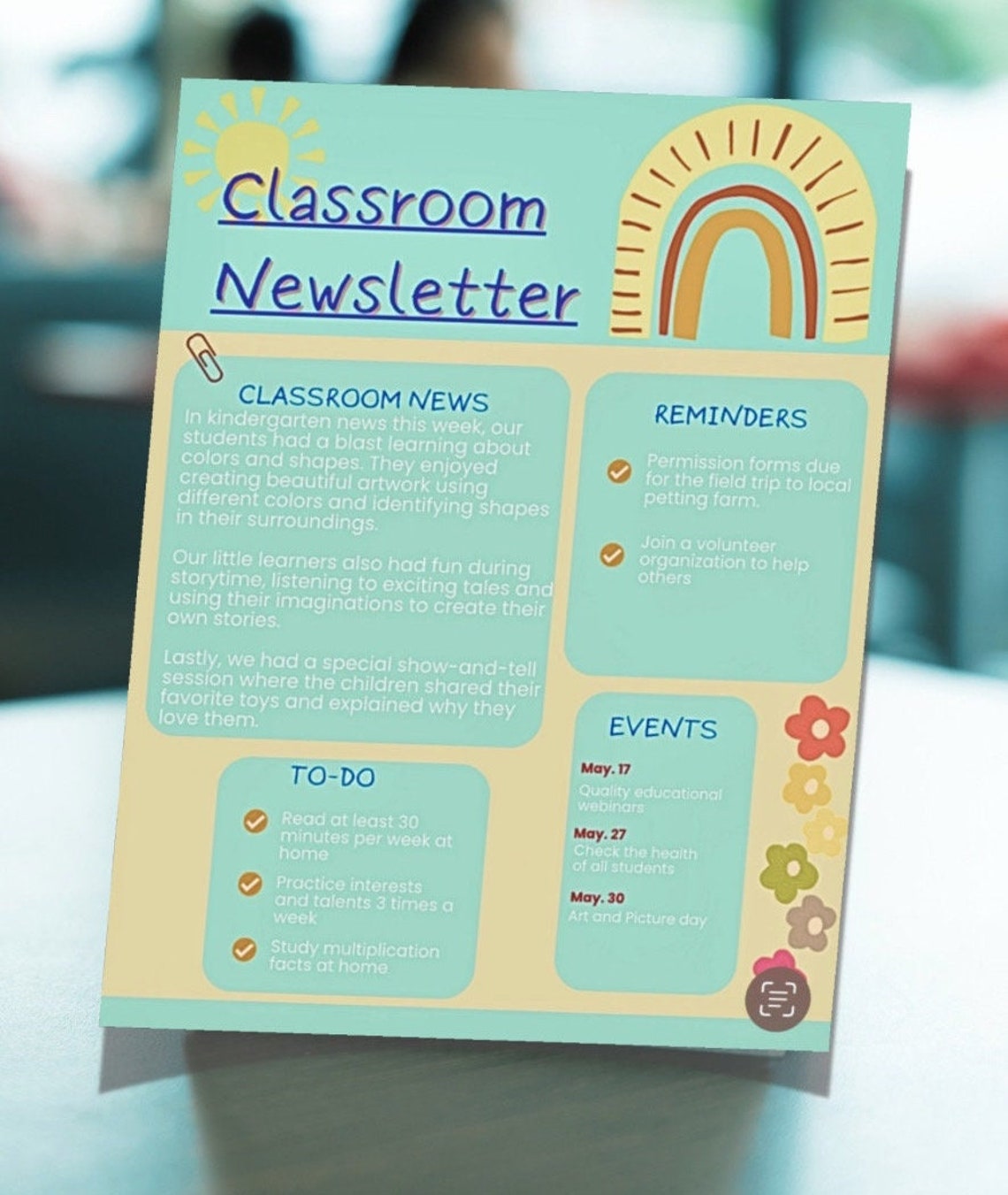 Classroom Newsletter Template (customizable) - Etsy