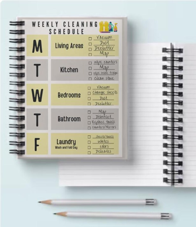 Weekly Basic Cleaning Schedule - Etsy