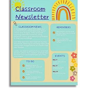 Classroom Newsletter Template (customizable) - Etsy