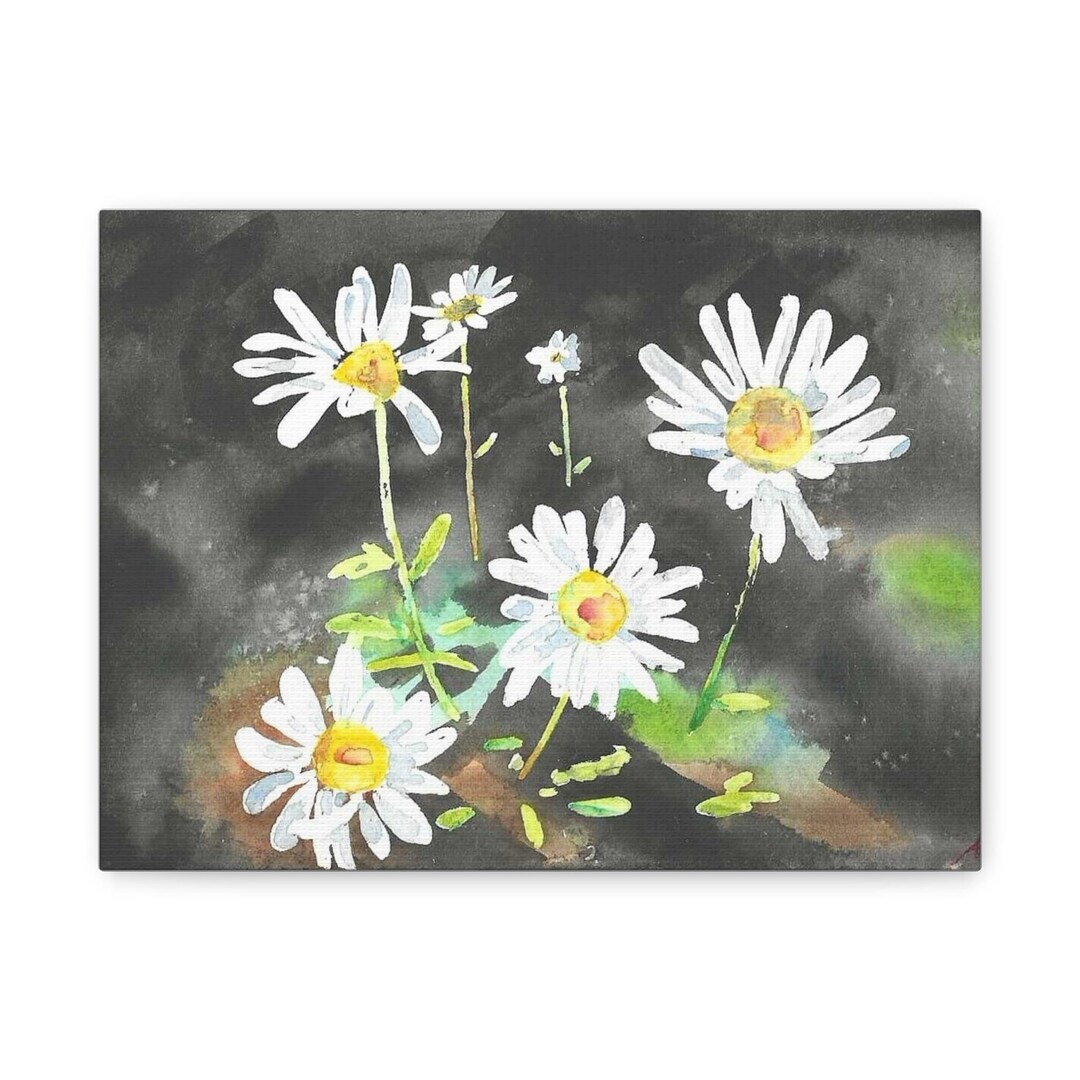 12x9 Canvas Print, Wild Daisy Watercolor Art, Matte, Stretched, Floral ...