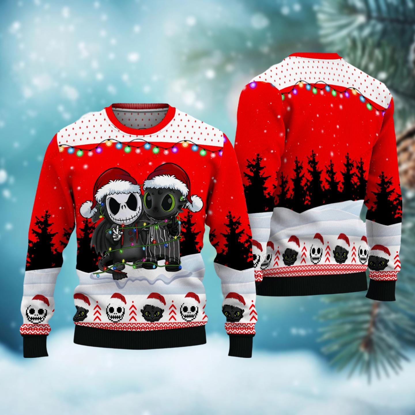 Jack Skellington and Toothless Ugly Sweater, Santa Skellington ...