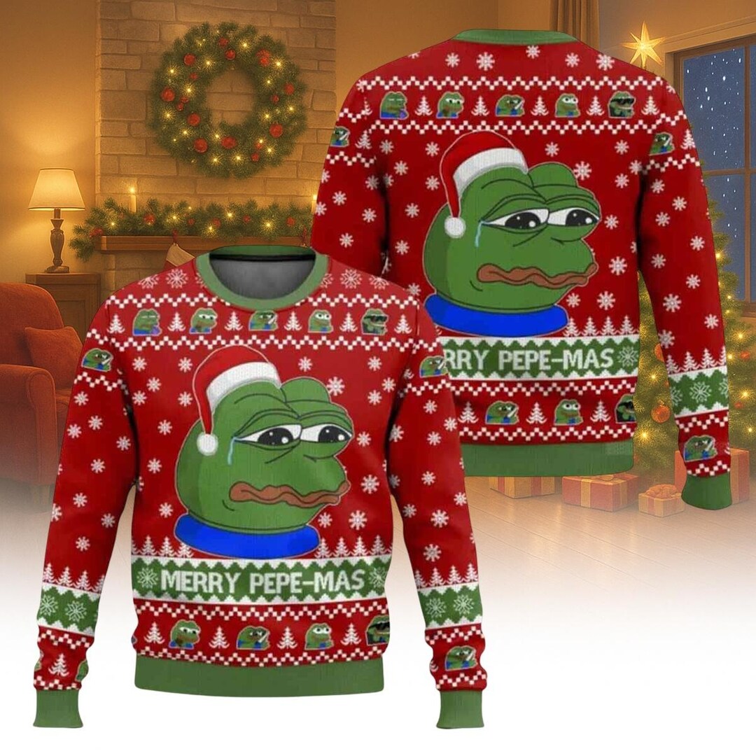 Pepe Meme Ugly Christmas Sweater, Funny Pepe Sweater, Holiday Gift for ...