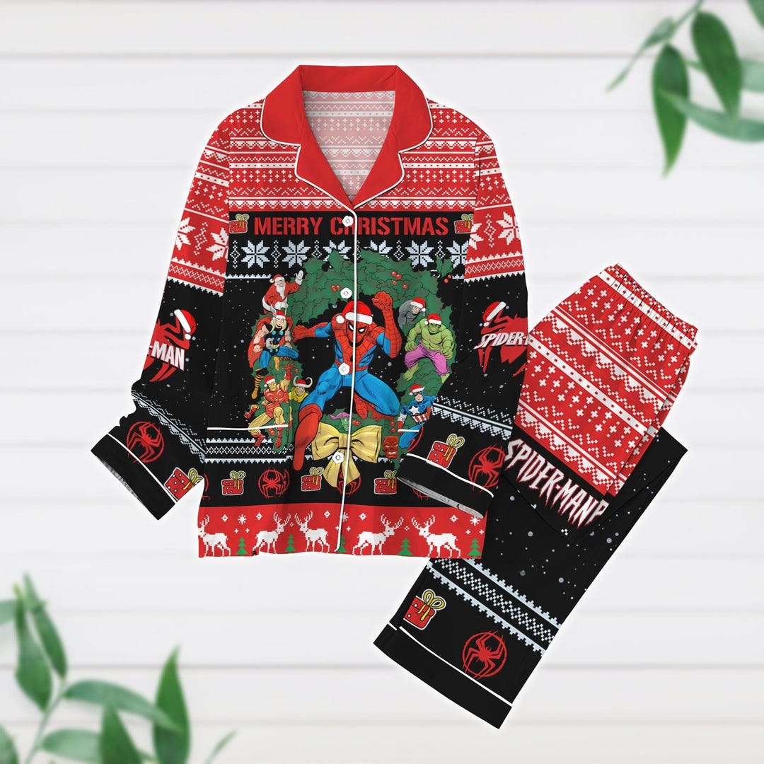 Christmas Spider-man Pajamas Set, Marvel Avengers Holiday Pajamas ...