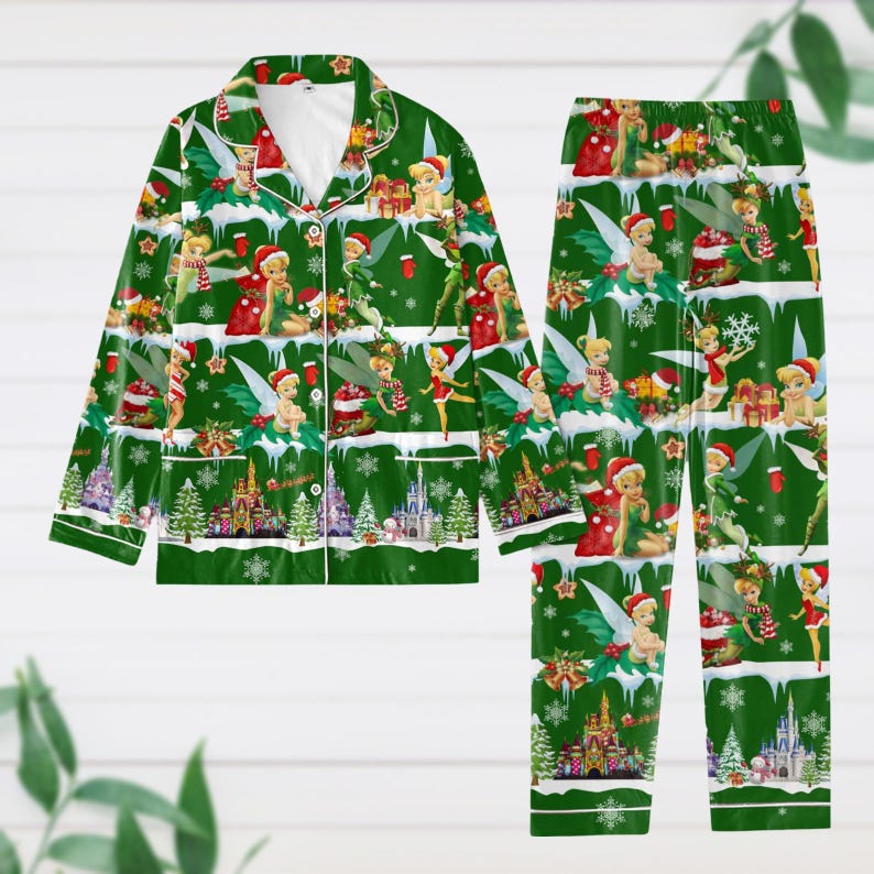 Tinker Bell Christmas Pajamas, Tinkerbell Holiday Pajamas, Disney Magic ...